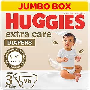 Huggies Extra Care 3 (5-9Kg) Mega Box 96 Diapers | Free Delivery in Lebanon