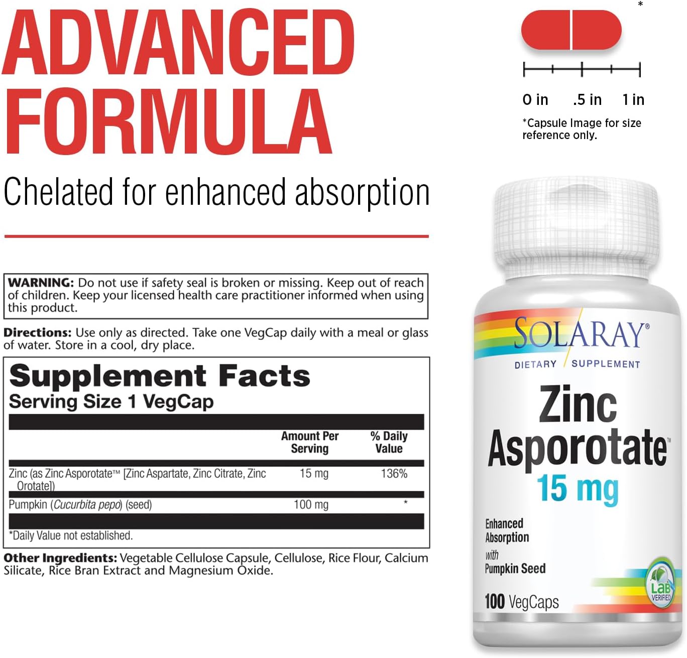 Solaray Zinc Asporotate 15mg | Free Delivery in Lebanon